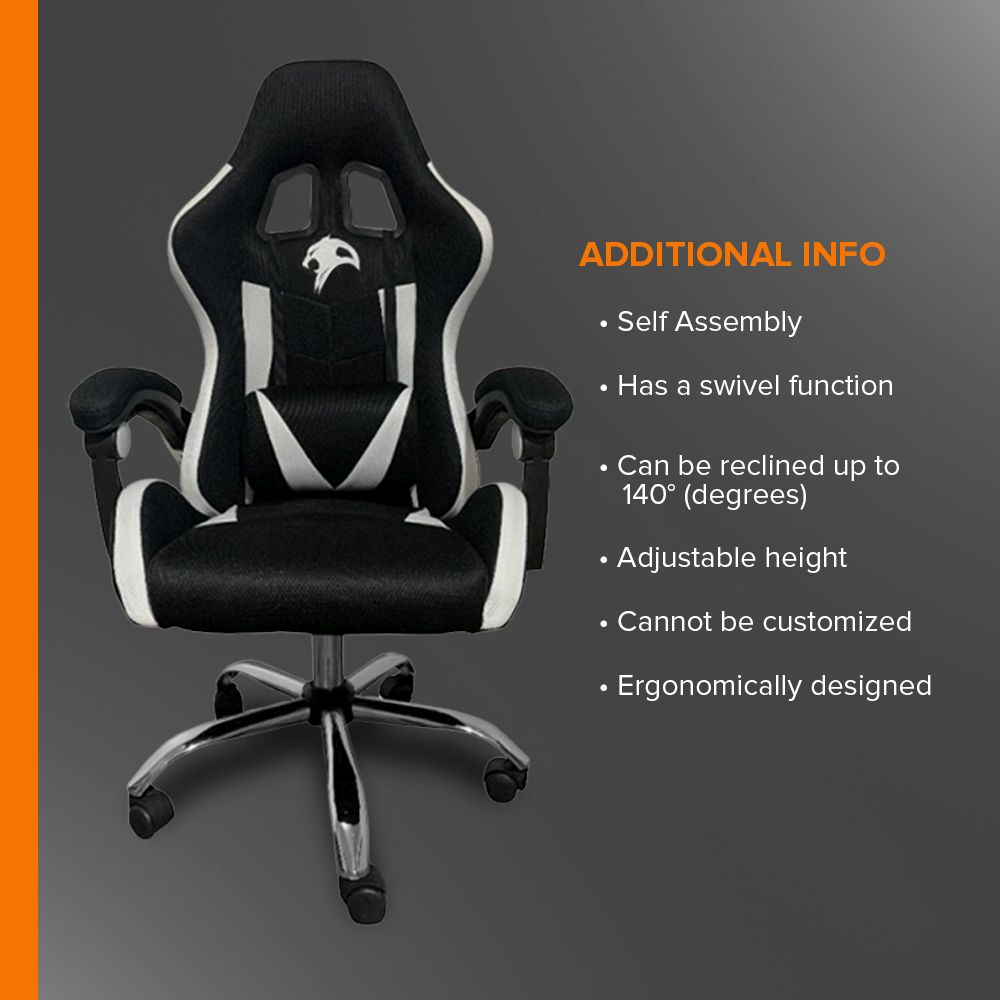 EasyPC | Panther Nightfall Series Steel Legs Fabric Gaming Chair Black ...