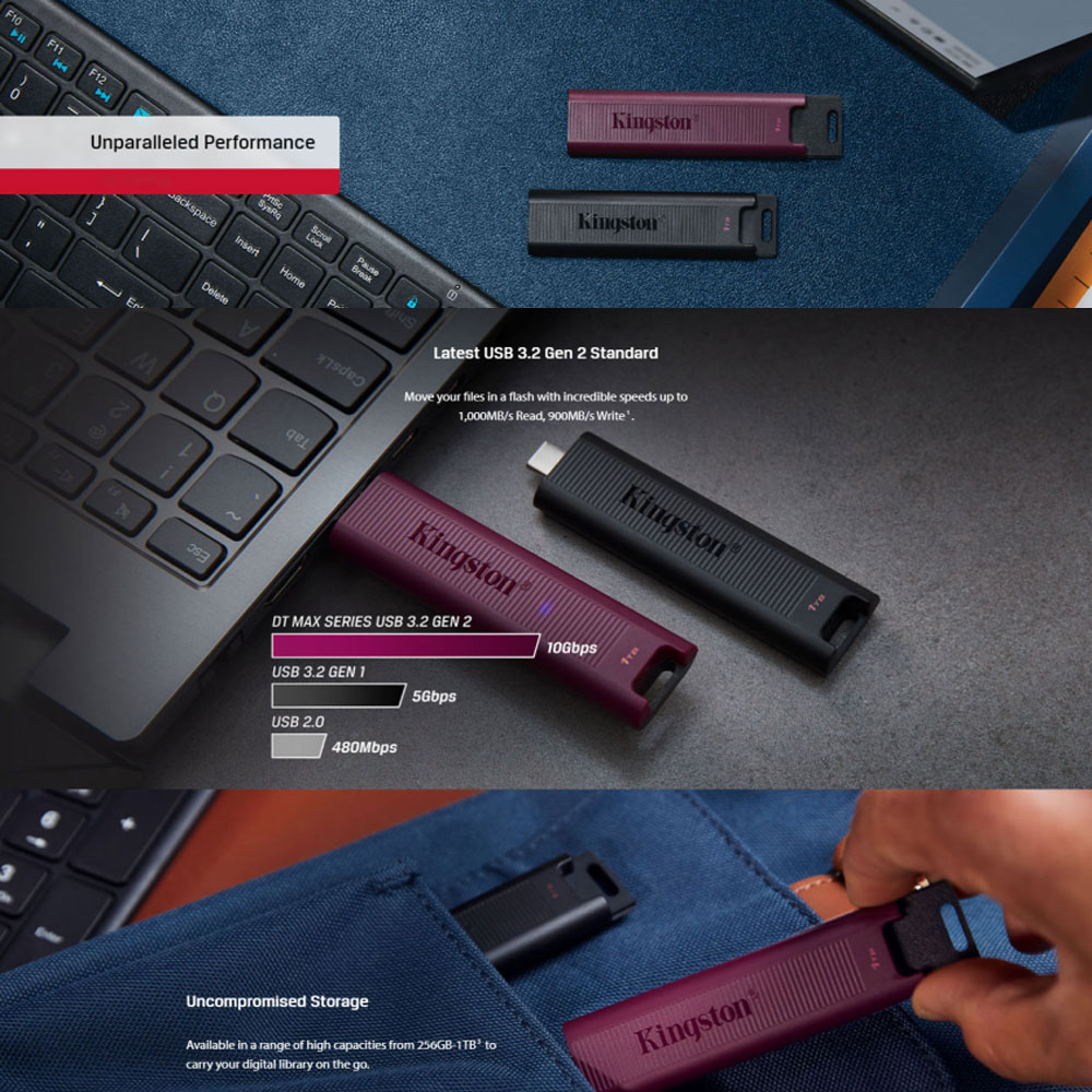 Kingston DataTraveler Max 256GB/512GB/1TB Type-C Type-A USB 3.2 Gen 2 ... Kingston DataTraveler Max 256GB/512GB/1TB Type-C Type-A USB 3.2 Gen 2 ...