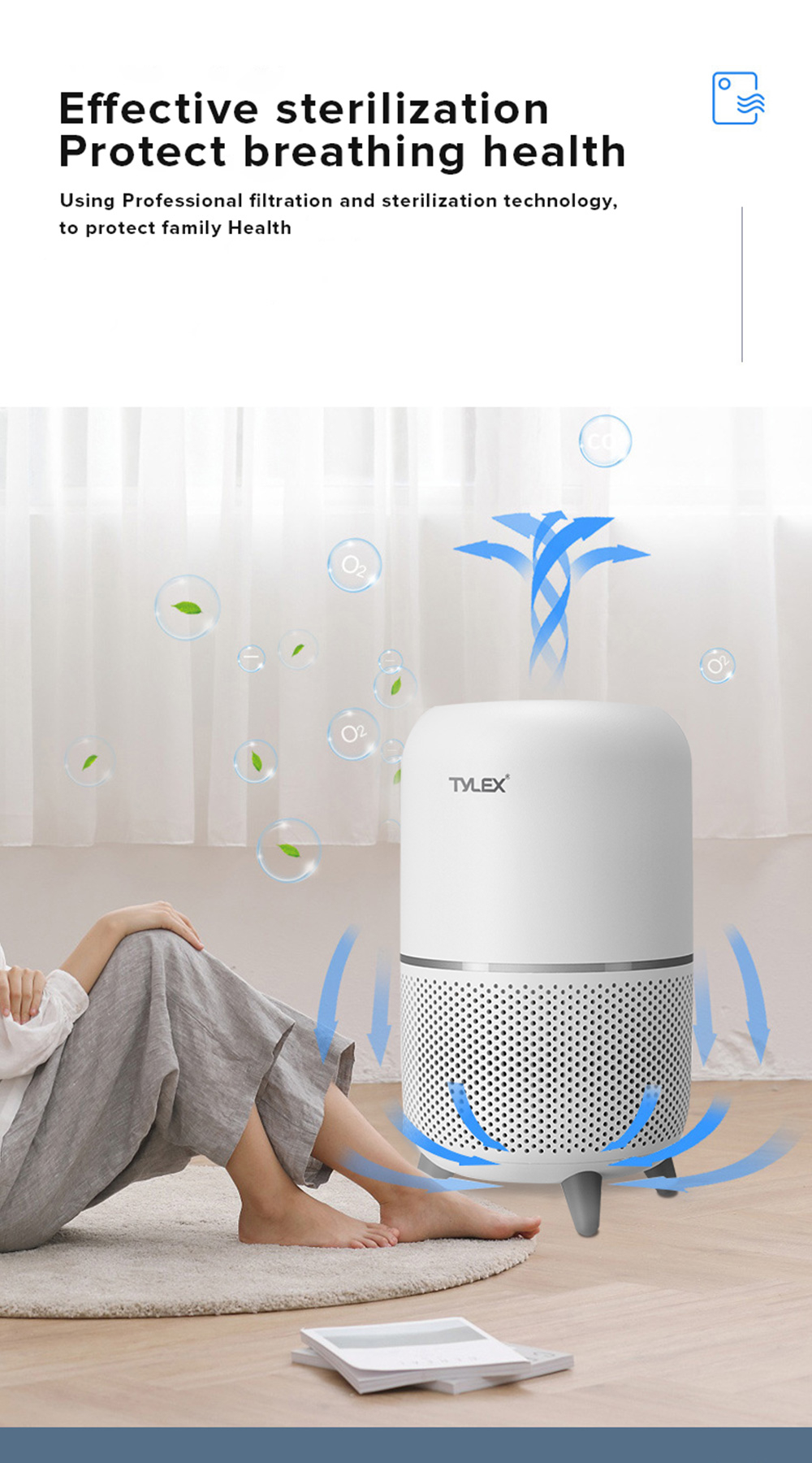 TYLEX XF30 Air Purifier 4 Fan Speeds Effective Filter from Dust/Pollen ...