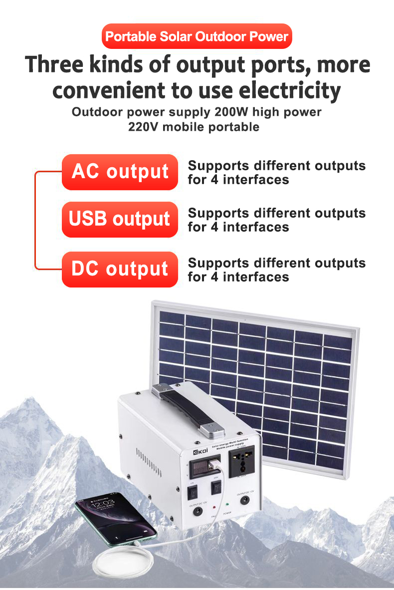 220V Solar Power Station 200W Portable Mobile Power 78000mAh Large ...