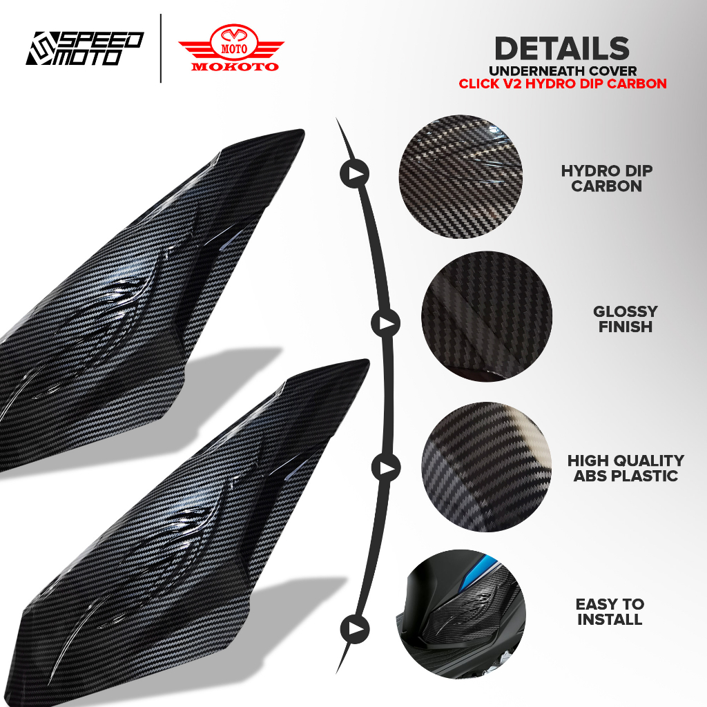 HONDA CLICK V2 UNDERSEAT GARNISH HYDRO DIP CARBON WITH EMBOSSED LOGO C ...