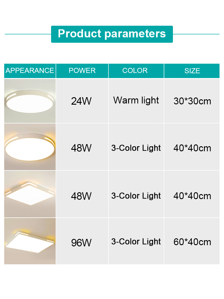 Yowxii Modern Tri Color Ceiling Lights LED Room Light For Bedroom ...