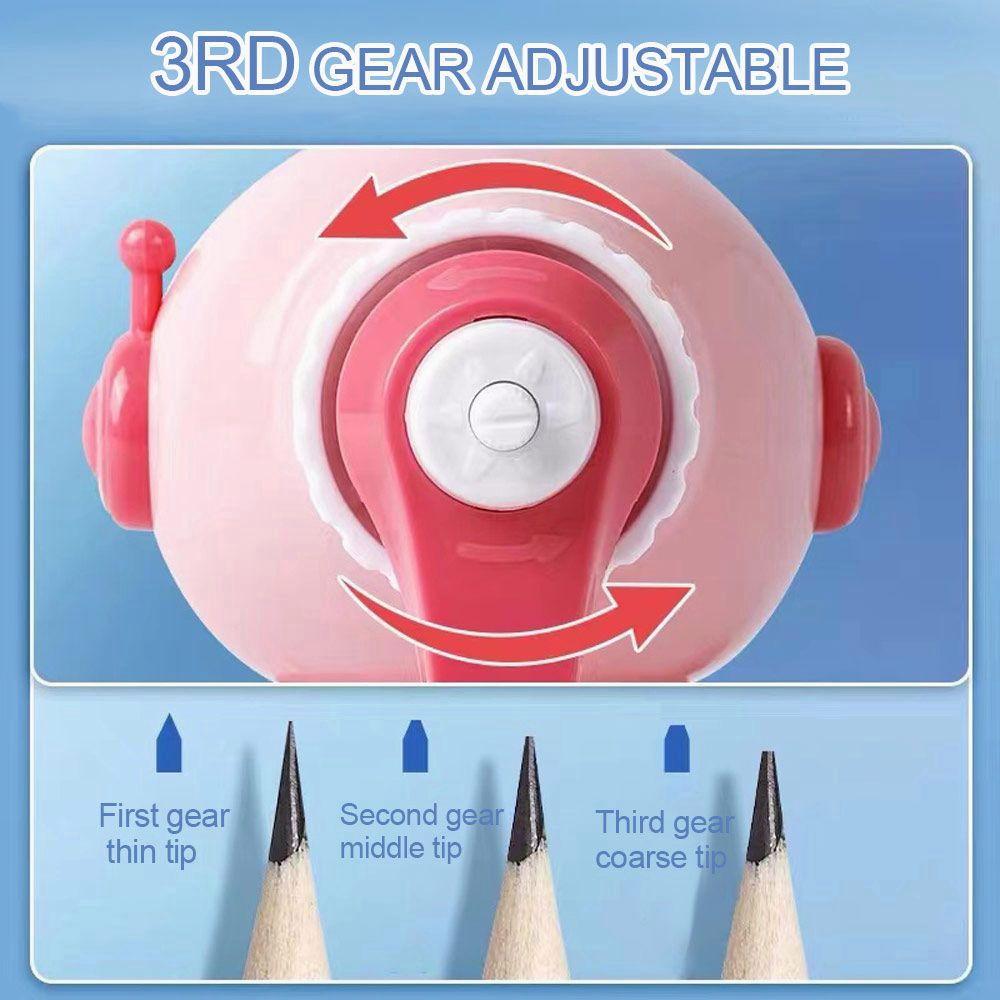 METECH Cartoon Hand Pencil Sharpener Three Gears Adjustable Thickness ...