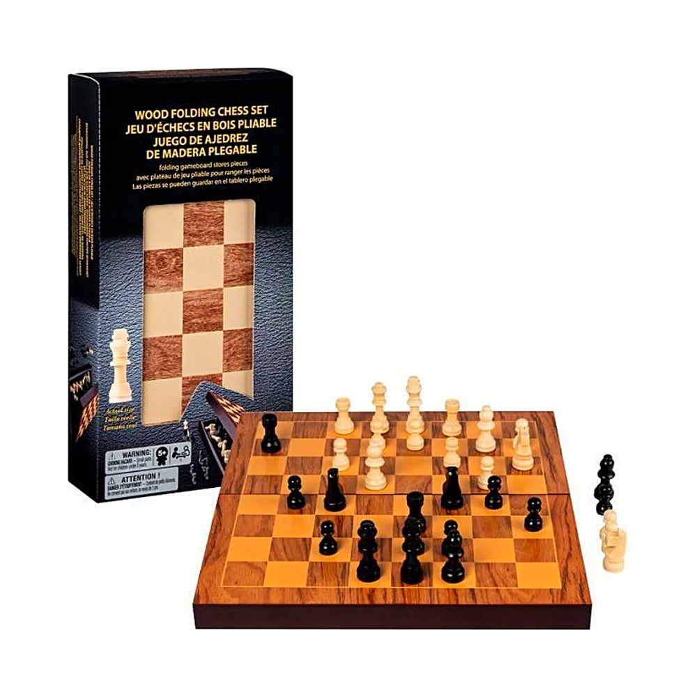 Spin Master Games, Cardinal Games Wood Folding Chess Set Black and Gold ...