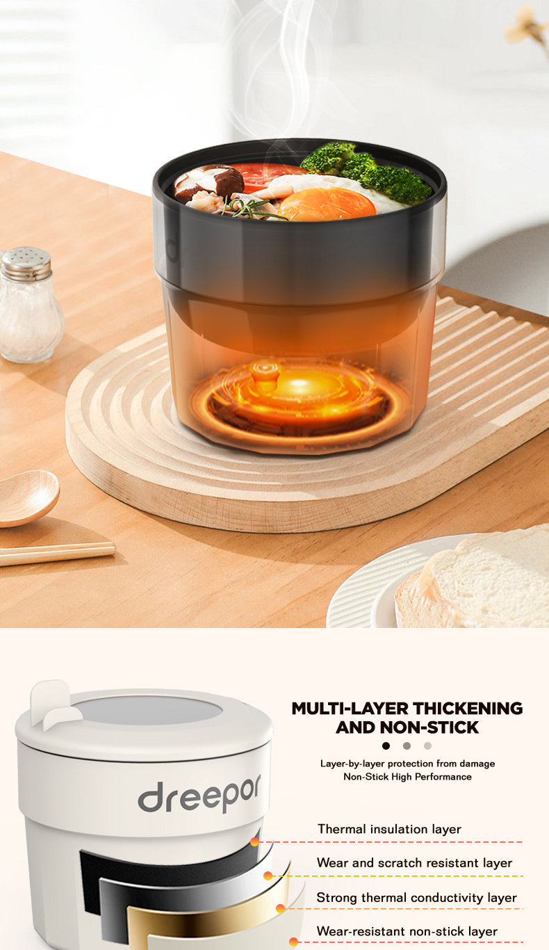 Dreepor 2L Electric Cooker Mini Rice Cooker Small Multi Cooker Electric ...