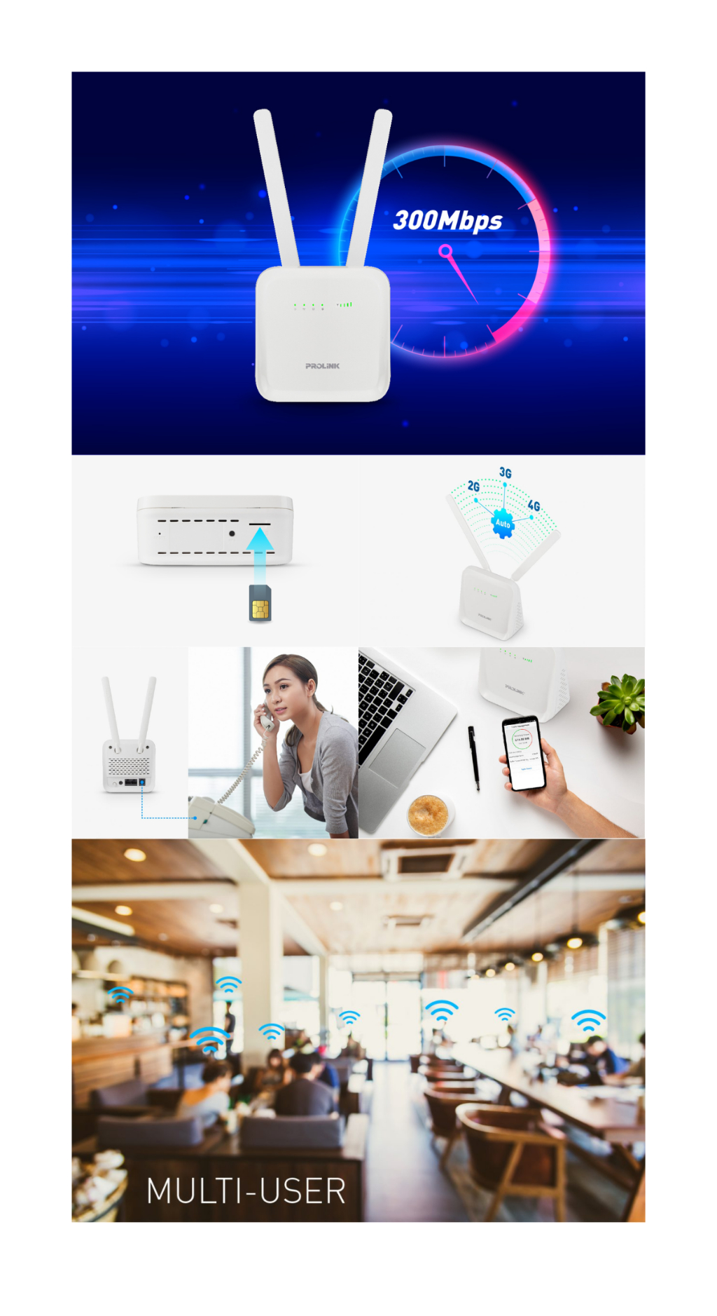 Prolink 4G LTE Wireless Router with Voice Support landline (with Sim ...