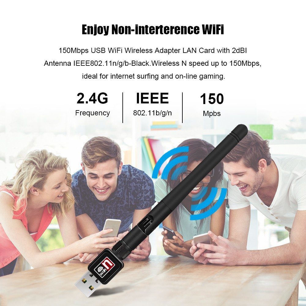 Popcorn USB 2.0 Wireless WiFi Adapter 802.11n 150mbps Mini Dongle ...