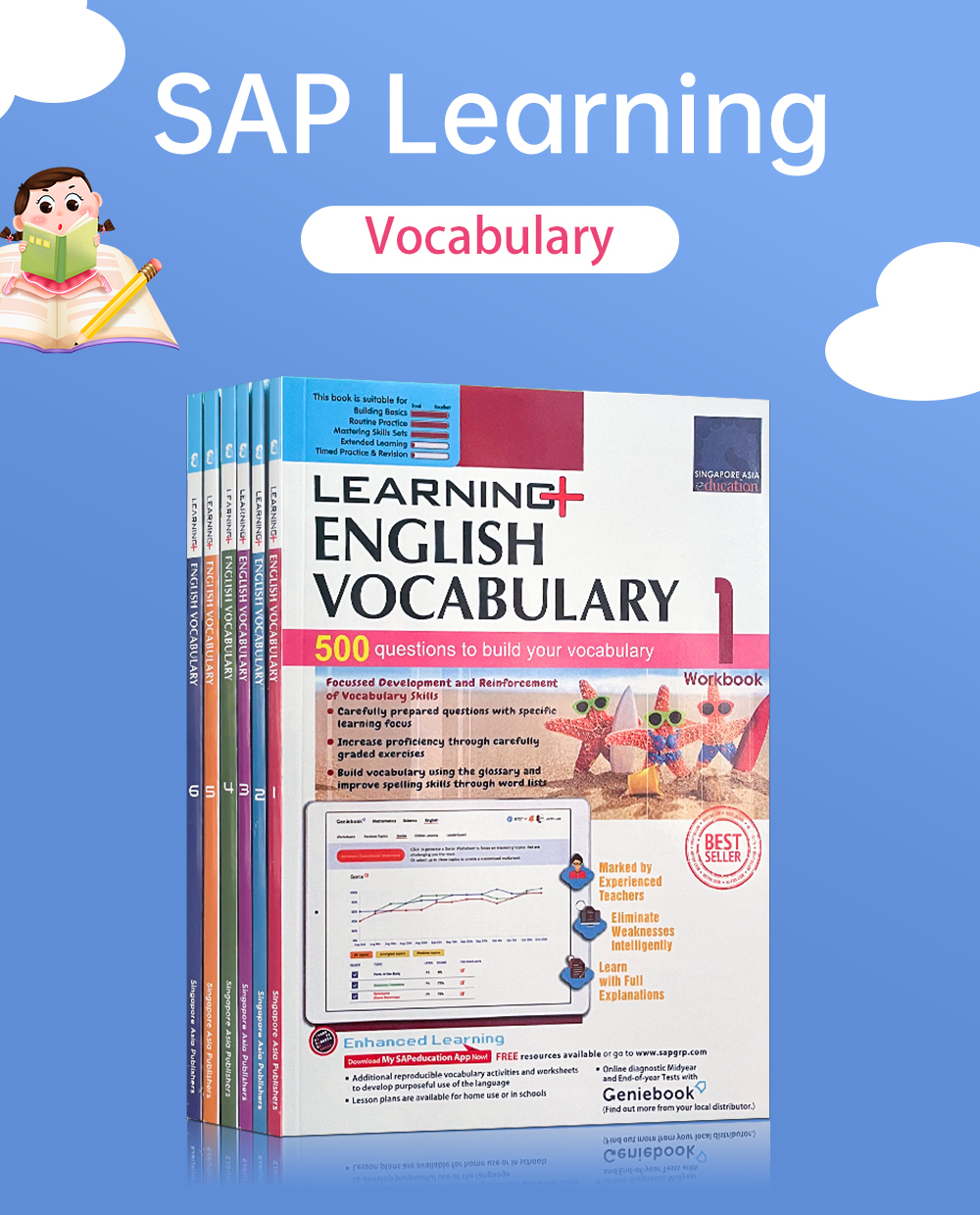 6Books SAP Learning Vocabulary Workbook Kids Learning English Words ...