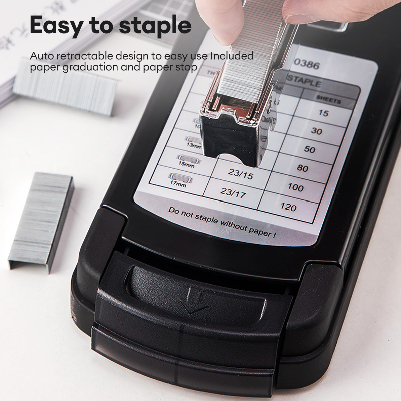 Deli Heavy Duty Stapler for Book Binding Gun Tacker Large Paper Stapler ...