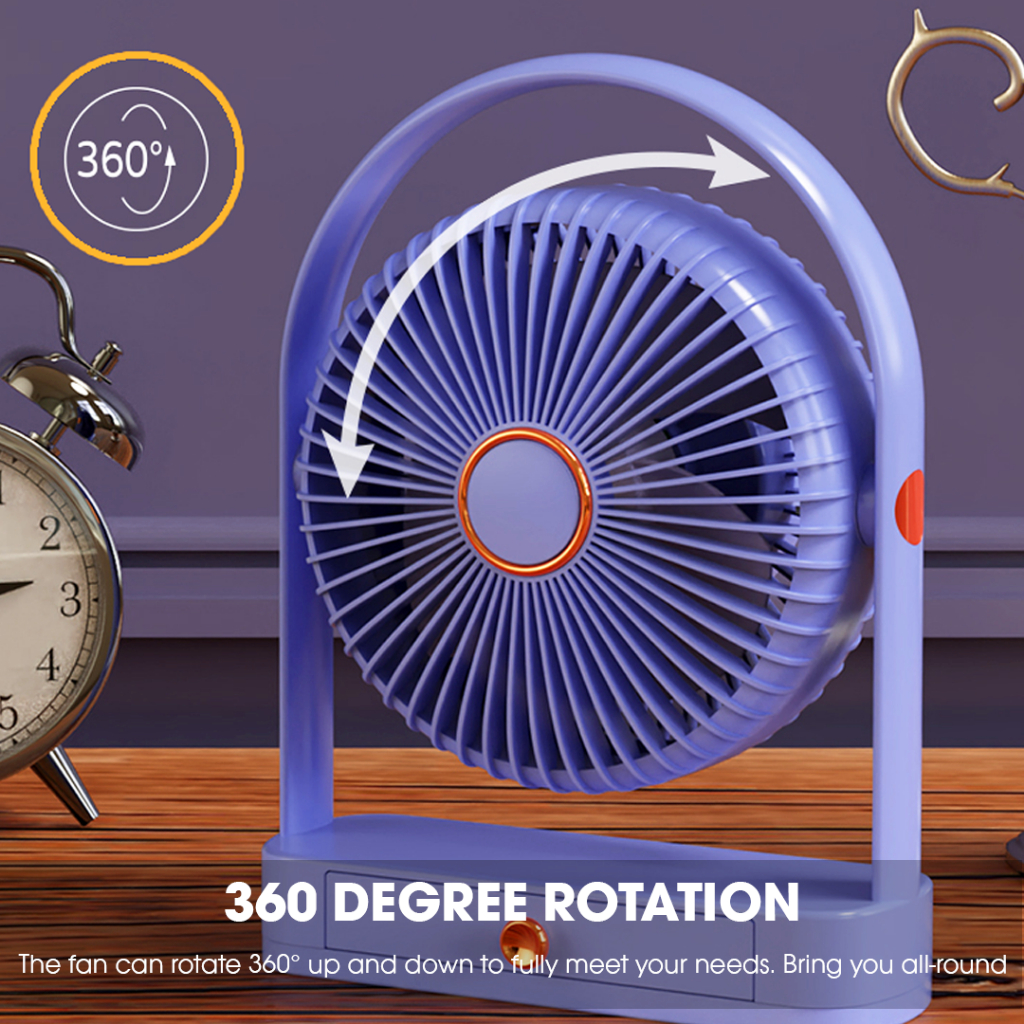 NSS Desk Mini Fan with Drawer Table Fan 3 Speed Portable Small Electric ...