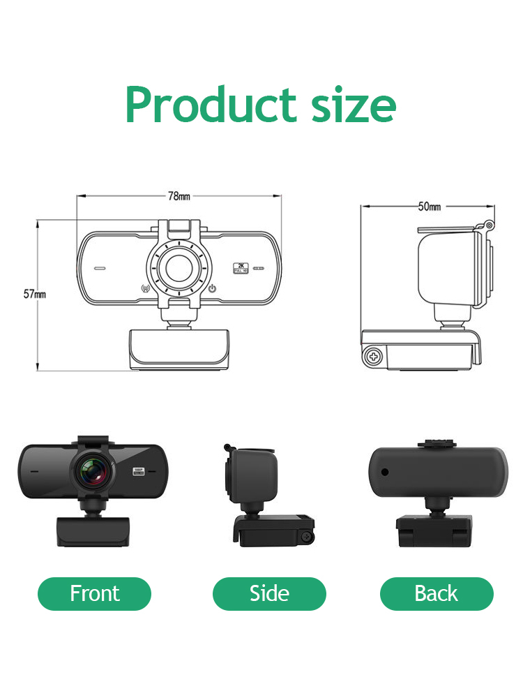 ICON USB Webcam Laptop Computer cam 2K/ 1080P/ 720P Wireless Full HD ...