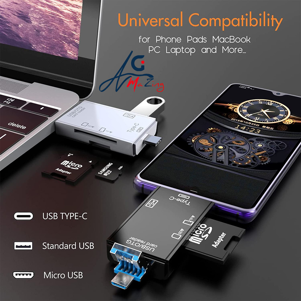 Universal6 In 1 OTG USB SD Card Reader USB Type C Adapter Micro TF SD ...