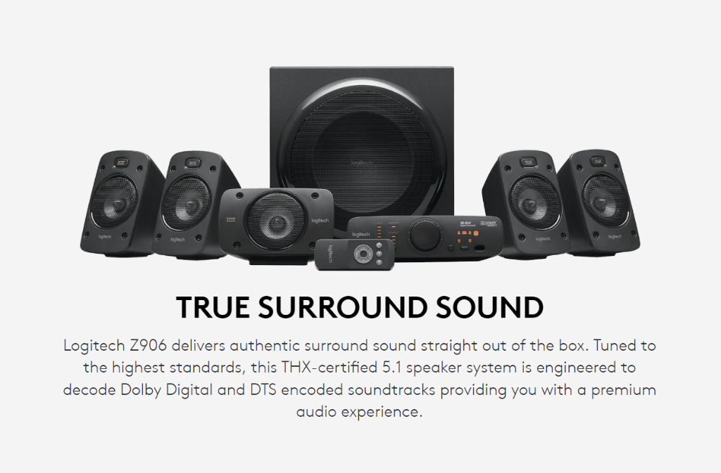 Logitech Z906 5.1 Surround Sound Speaker System w/ Subwoofer, THX Dolby for Gaming and Home ...
