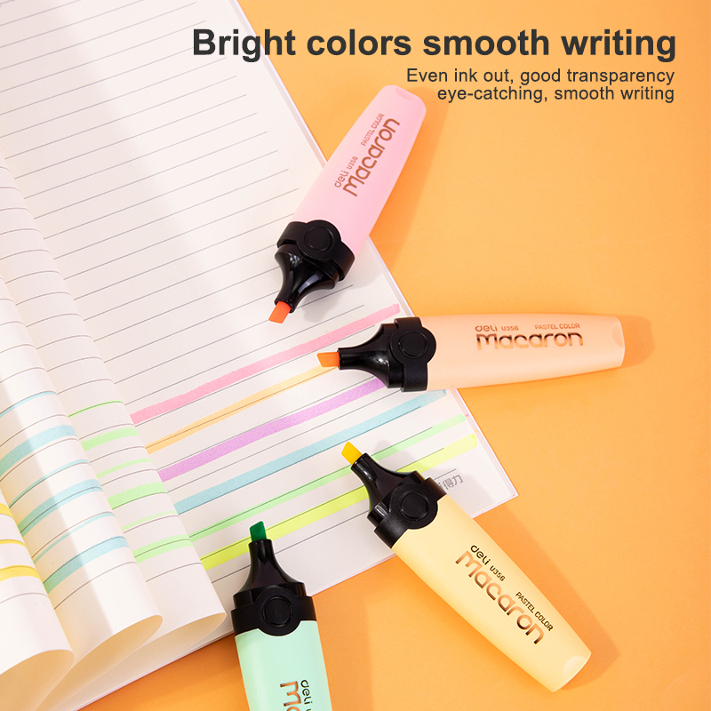 Deli 4 Colors Highlighter Pen Set Macaron Pastel Color Highlighter ...