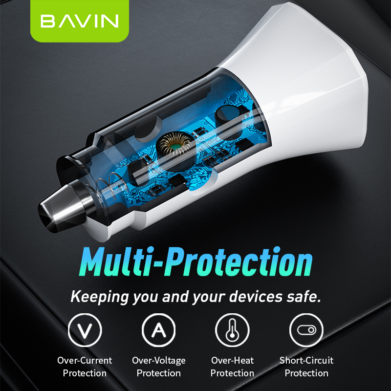 BAVIN PC897 Car Charger Dual USB Port Fast Charging For Various Mobile ...