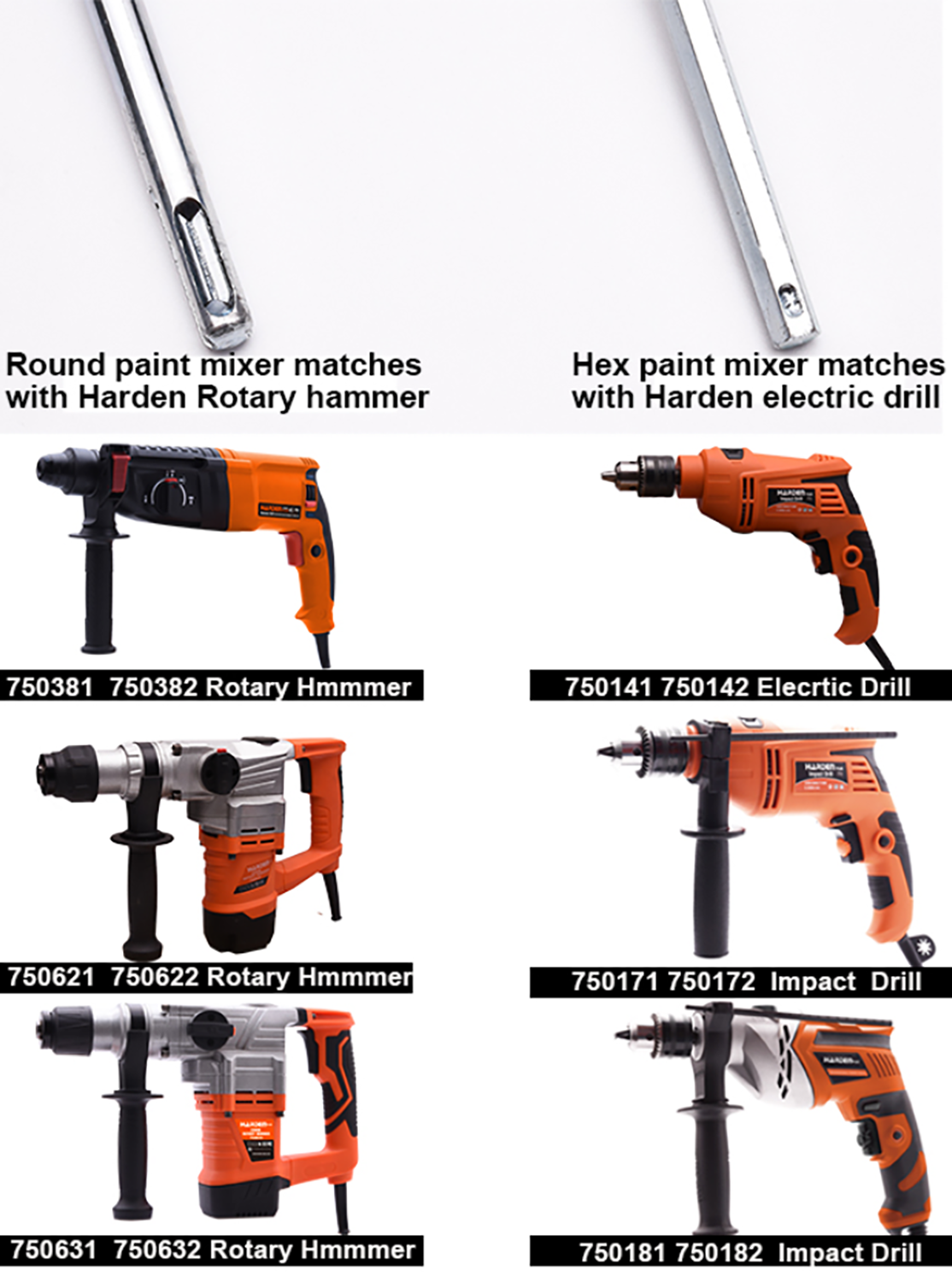 Harden 400x80x8mm , 600x100x9mm Hex Paint Mixer Carbon Steel Hex Paint ...