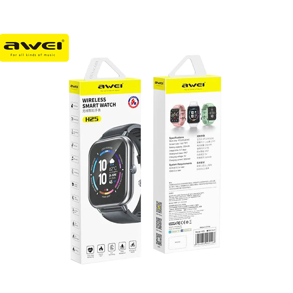 Awei H25 Smartwatch Call Heart Rate Sleep Monitoring Multi-Sports Mode ...