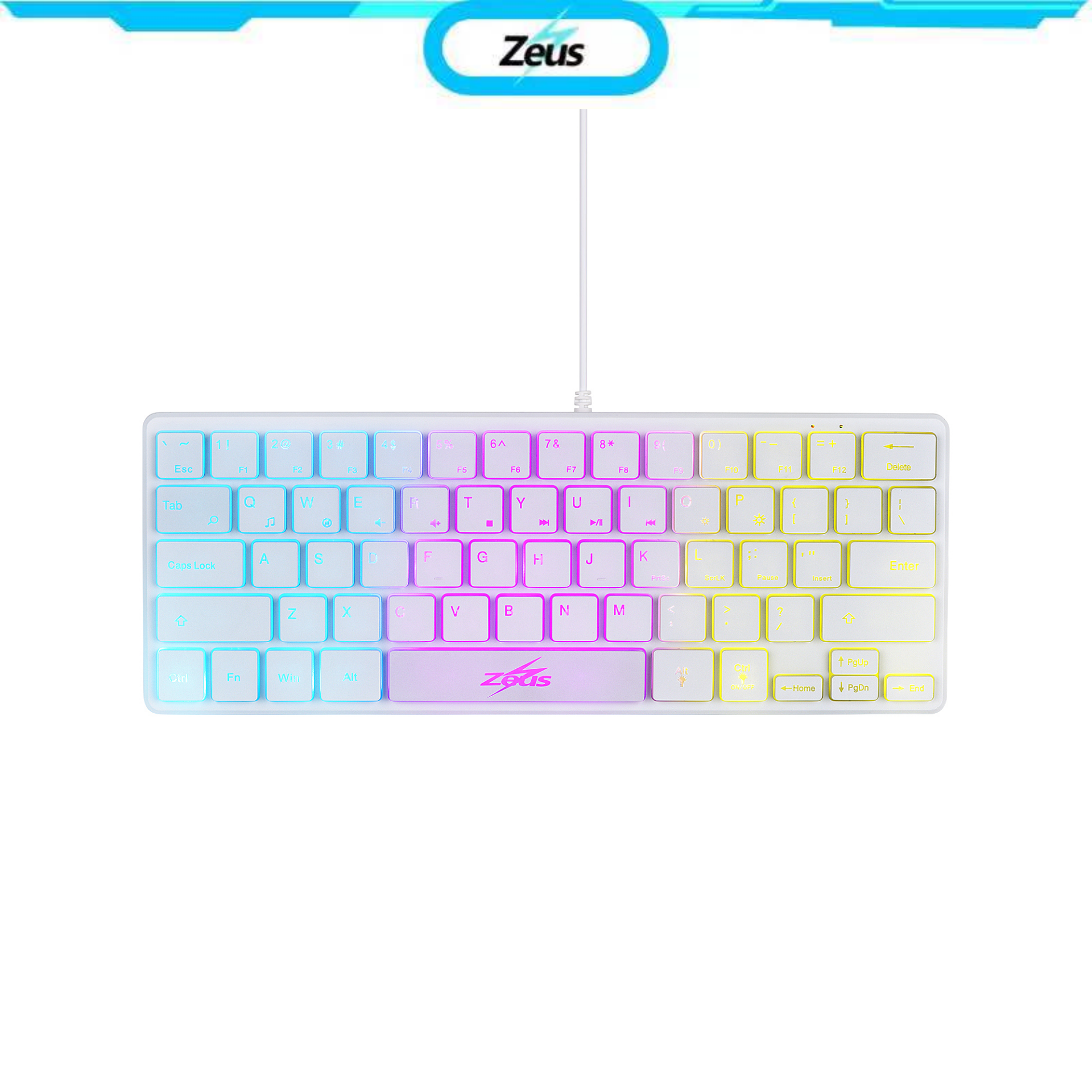 Zeus Z-988 RGB Gaming Keyboard - 64 Keys Keypad / Keyboard Multi Color RGB Illuminated Backlit ...