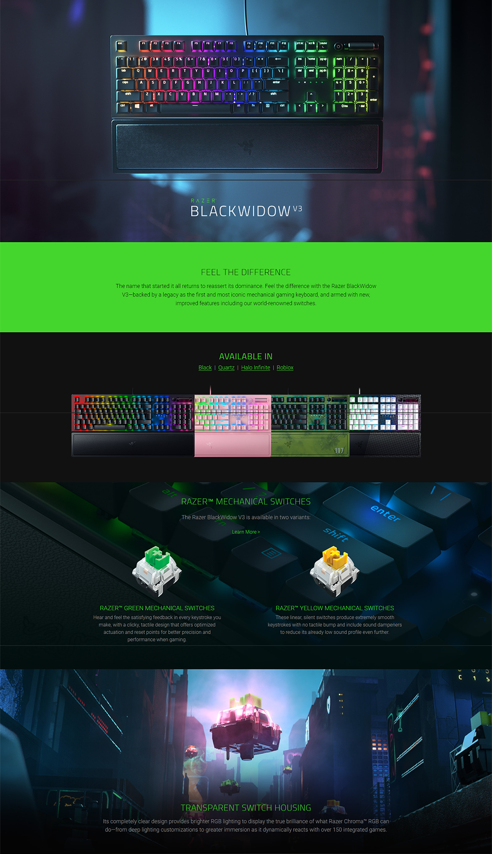 Razer BlackWidow V3 - Mechanical Gaming Keyboard - Roblox Edition ...