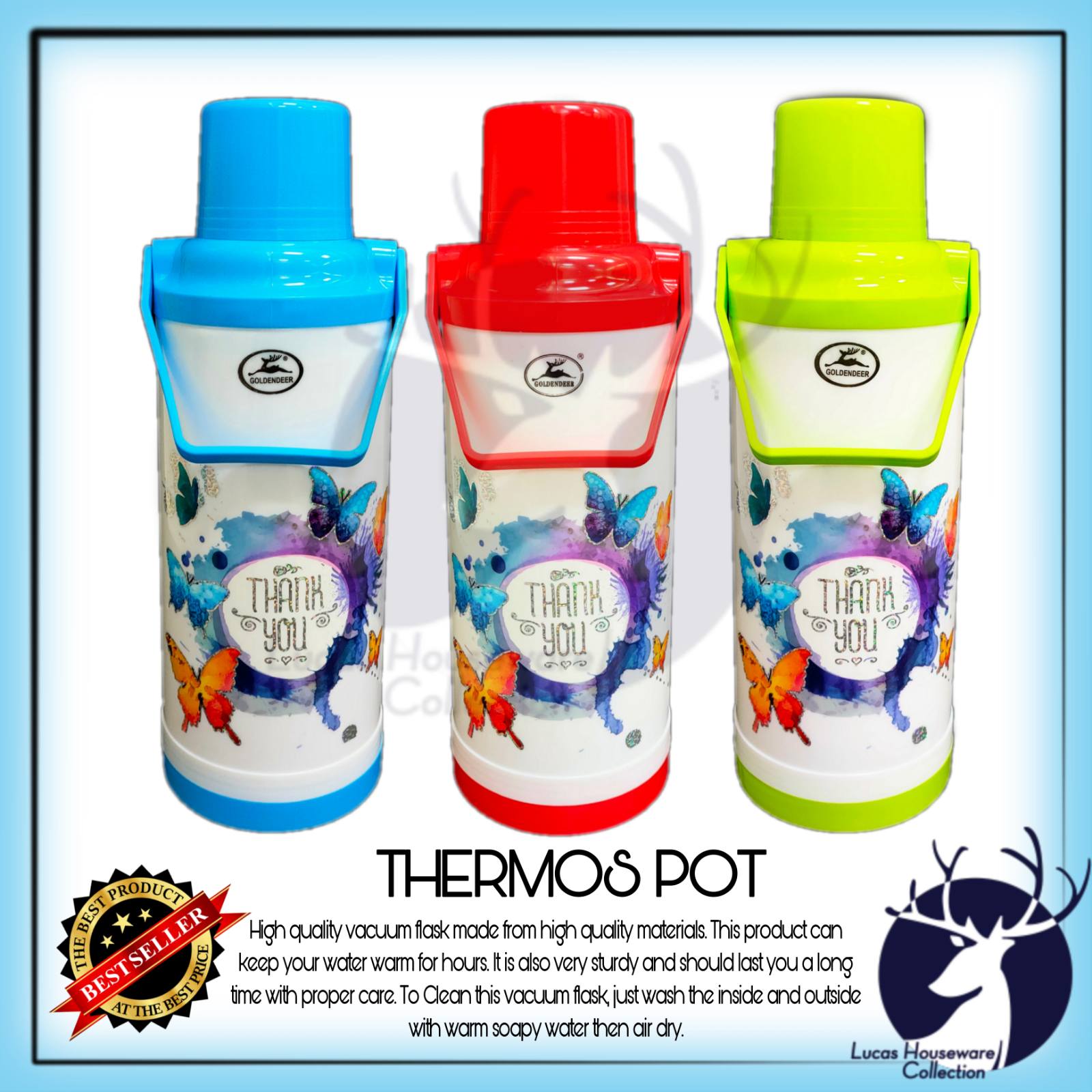 PLASTIC THERMOS / METAL THERMOS 2.2L TO 3.2L / THERMOS VACUUM FLASK / 100% FULLY INSULATED ...