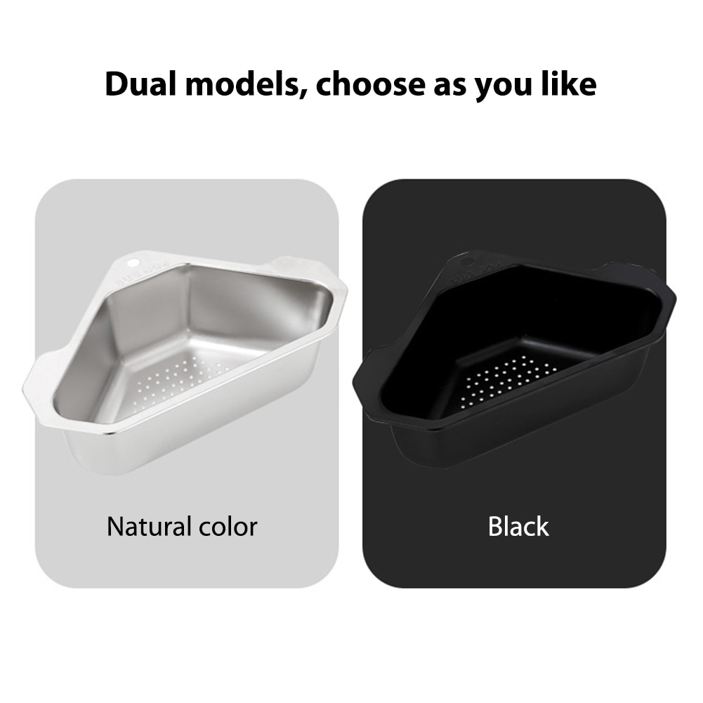 Strainers Stainless Steel Hanging Triangle Drain Basket Kitchen Sink ...