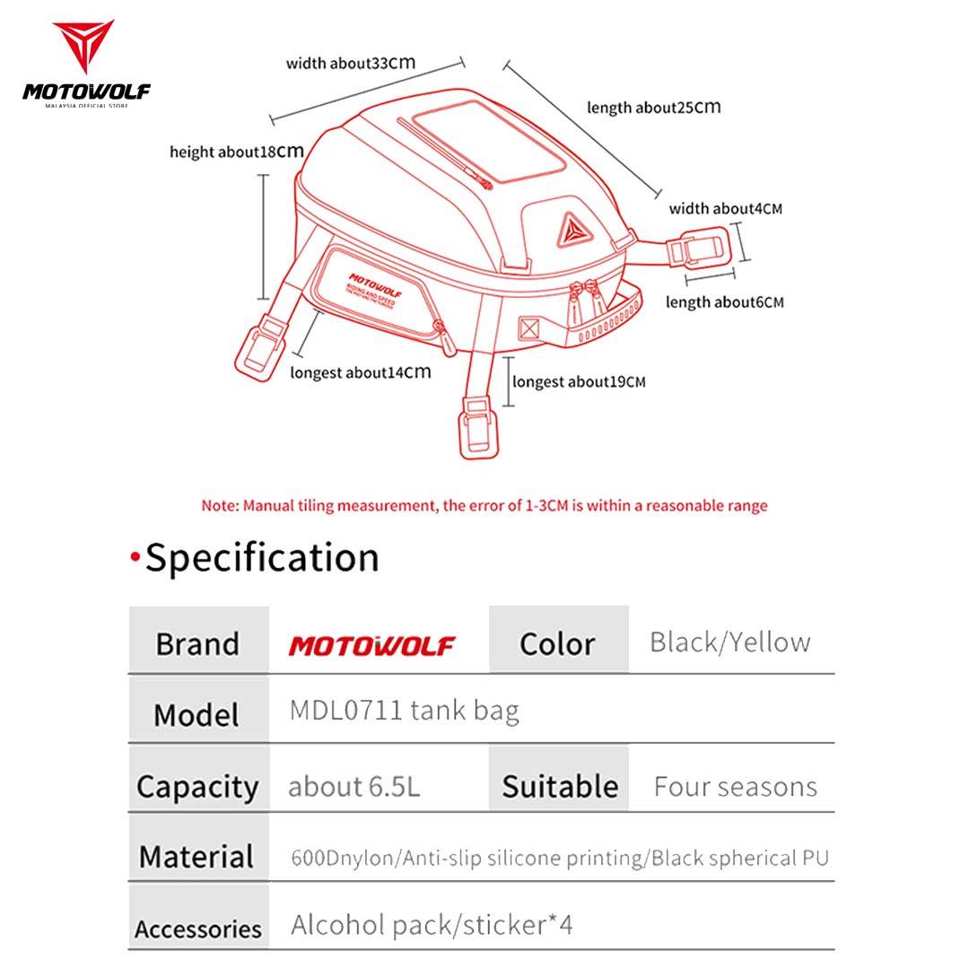 MOTOWOLF Waterproof Tank Bag With Phone Holder 6.5L MDL0711 | Shopee ...