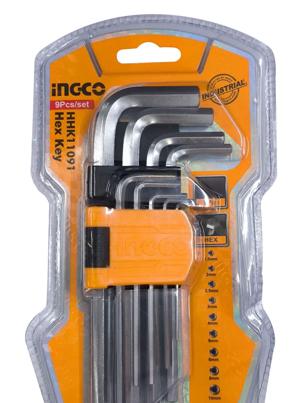 INGCO Hex Allen Key Wrench Set (Long Arm) (9pcs) Cr-V Material for Heat ...