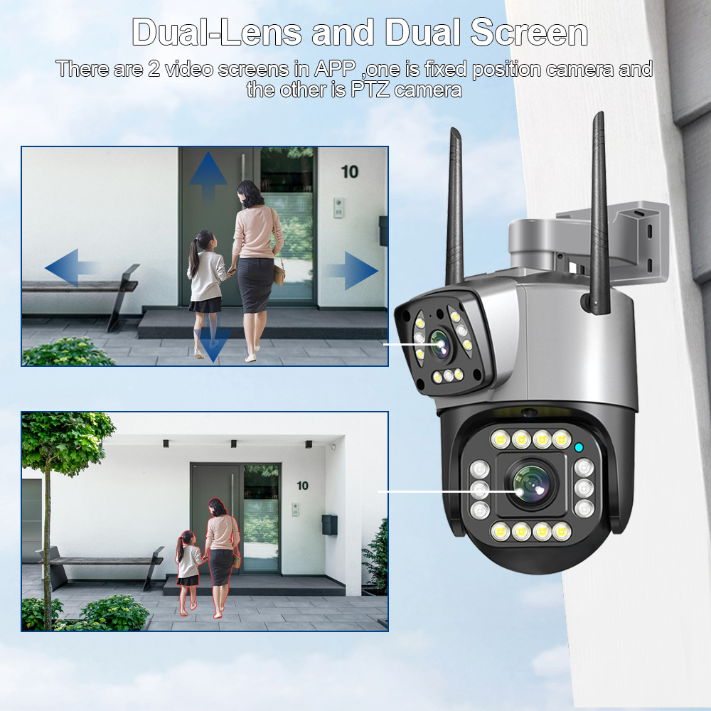 8MP V380 Pro Outdoor CCTV Dual Lens Camera Wifi Connect Cellphone With Voice Waterproof Night ...