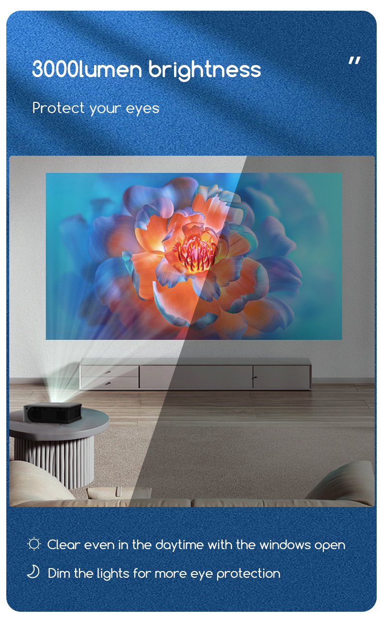 Deli Vusign 3000 Lumen Projector Portable HD 1080P Projector 16:9 Stand ...