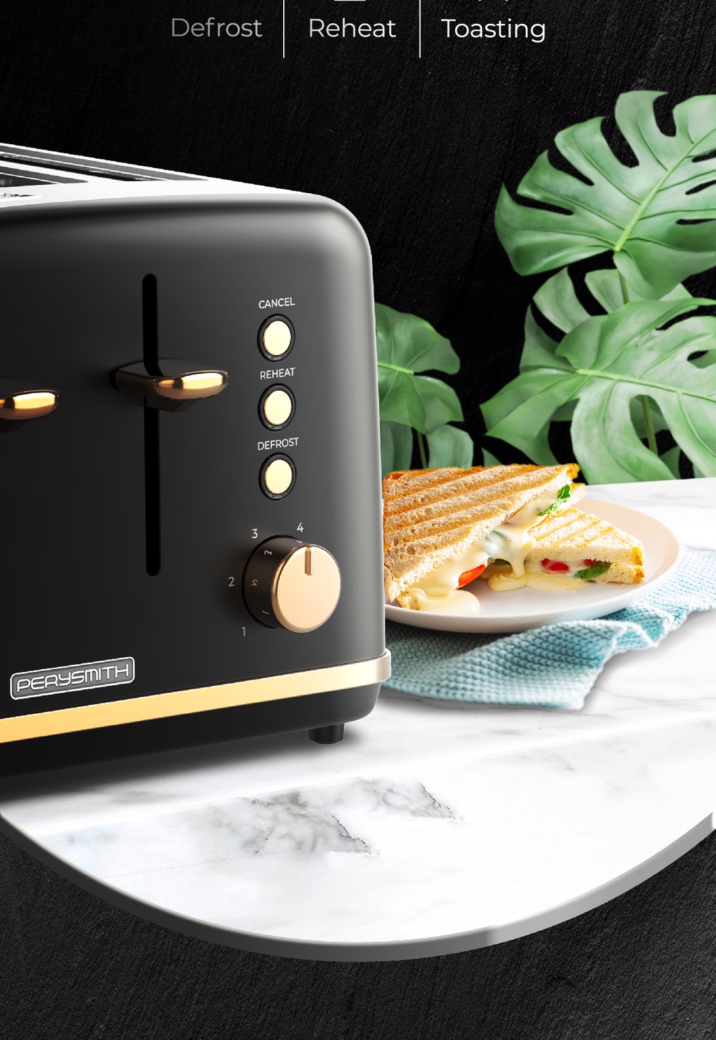 PerySmith SN2000 Pop Up Bread Toaster 4 Slice Signature Series | Shopee ...