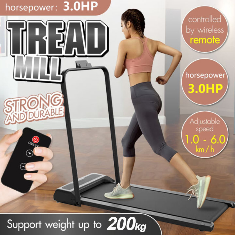 3.0HP Electric Flat Treadmill Walking Pad Fitness Equipment with Hand ...