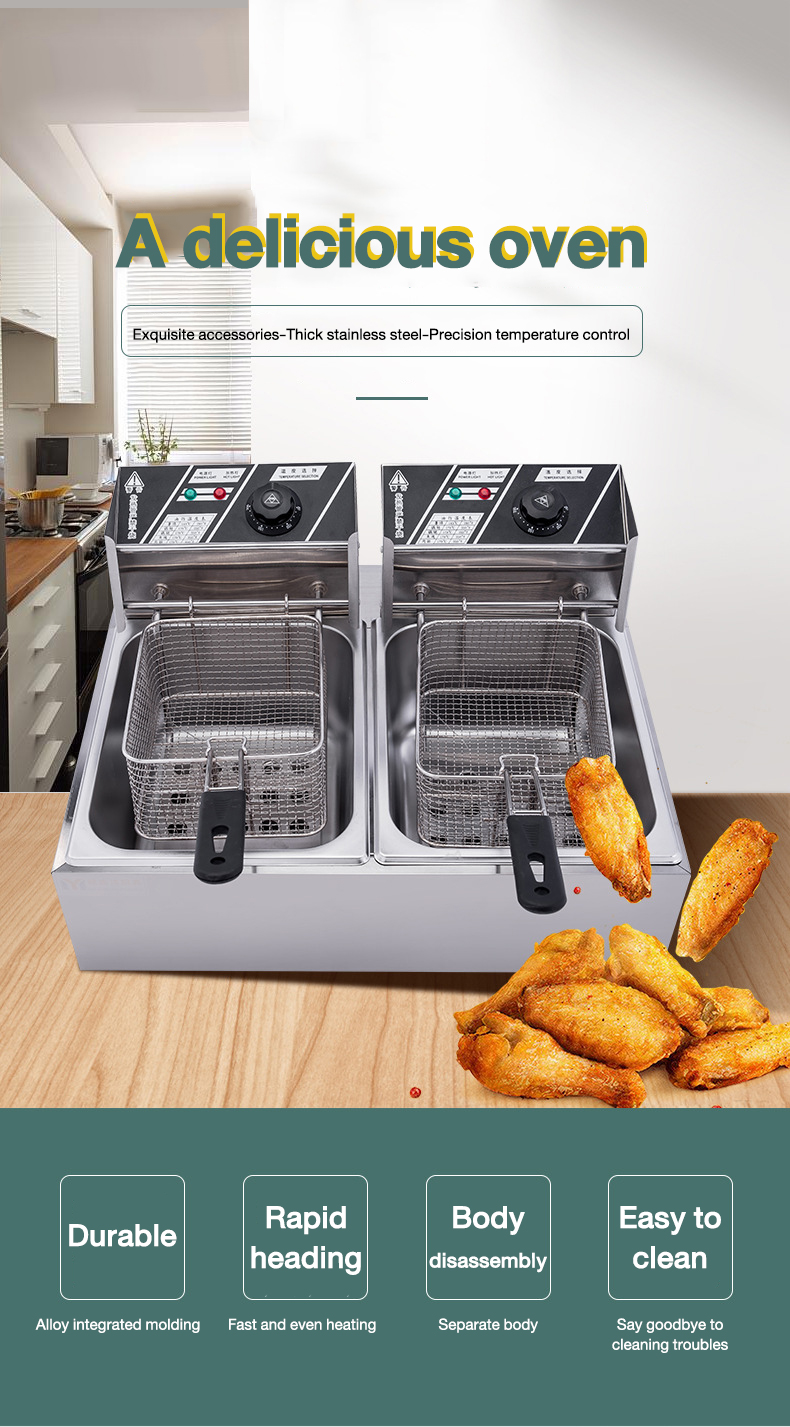 6L + 6L electric fryer electric deep fryer, fryer with Strainer ...