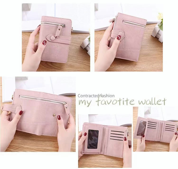 Women's Short Wallet Multi-Function Buckle Multi-Card Purse Ladies ...