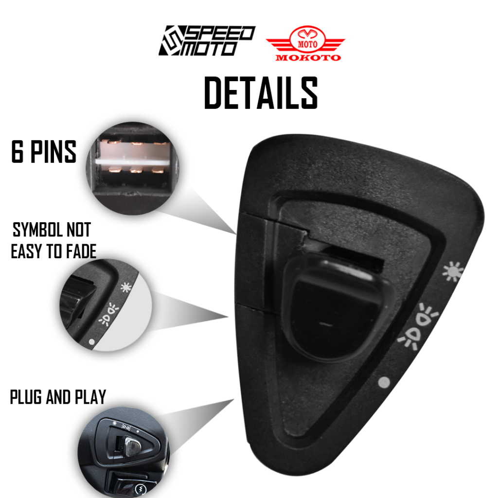 MOKOTO HONDA TRI SWITCH HEADLIGHT ON AND OFF 4PINS AND 6 PINS TRI-WAY ...