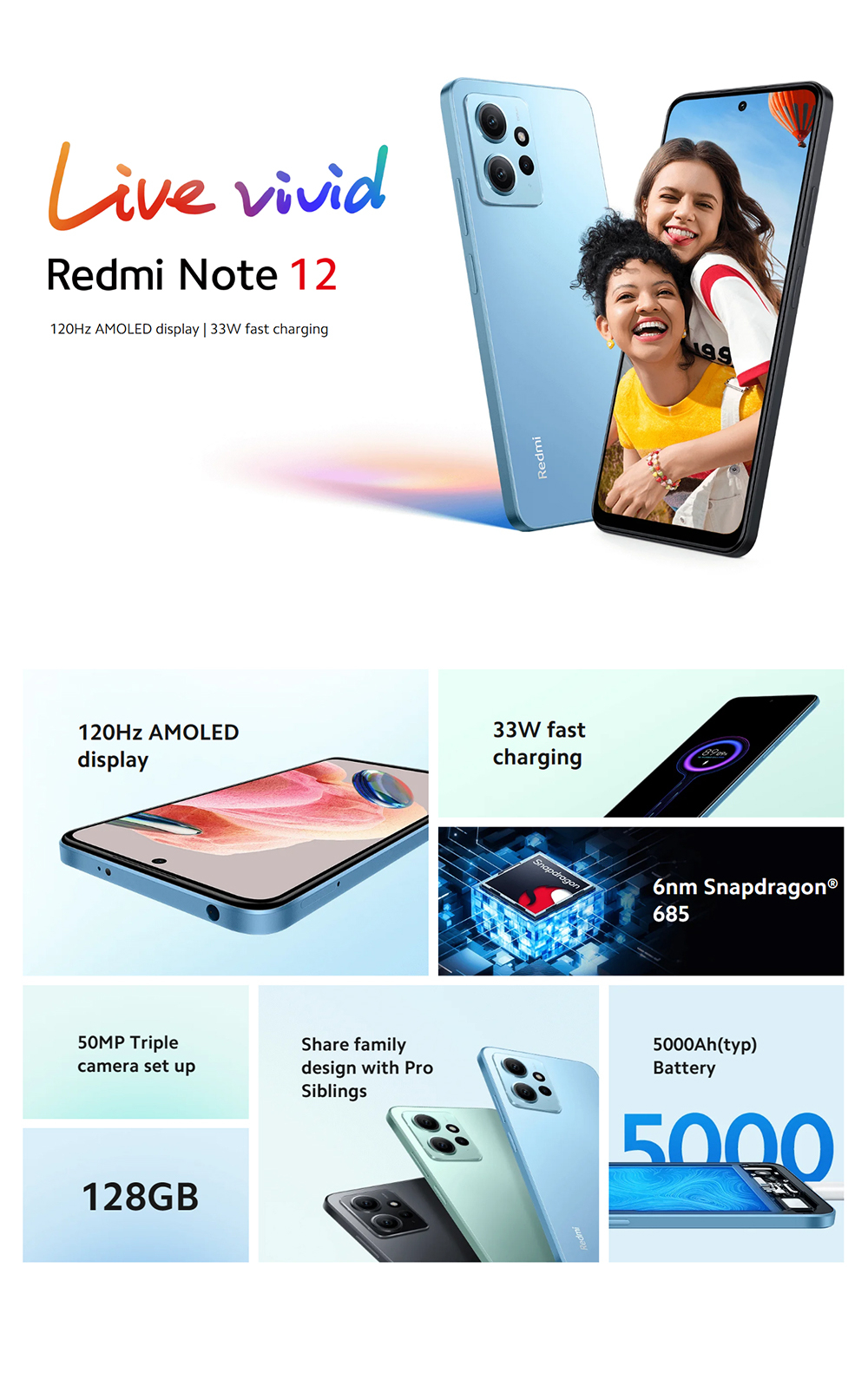 Xiaomi Redmi Note 12 Smartphone | 8GB+256GB | Snapdragon 685 | 50MP ...