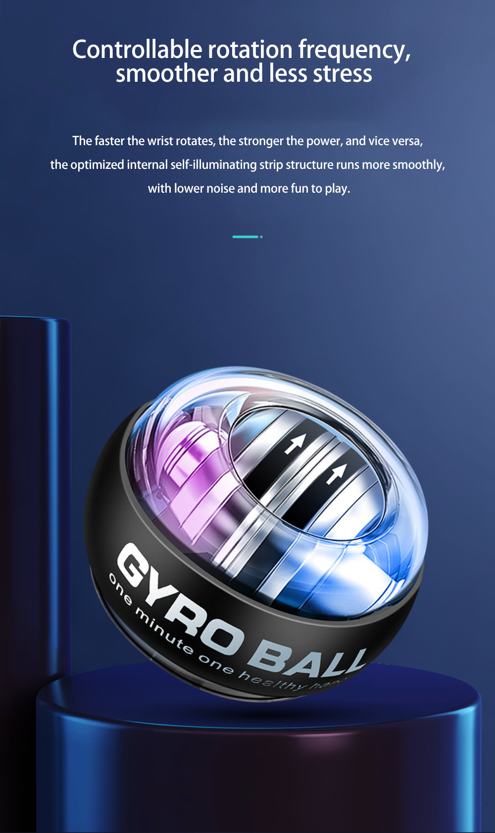 LED Wrist Power Hand Ball Hand Muscle Force Trainer Gyroscope Vibrating ...