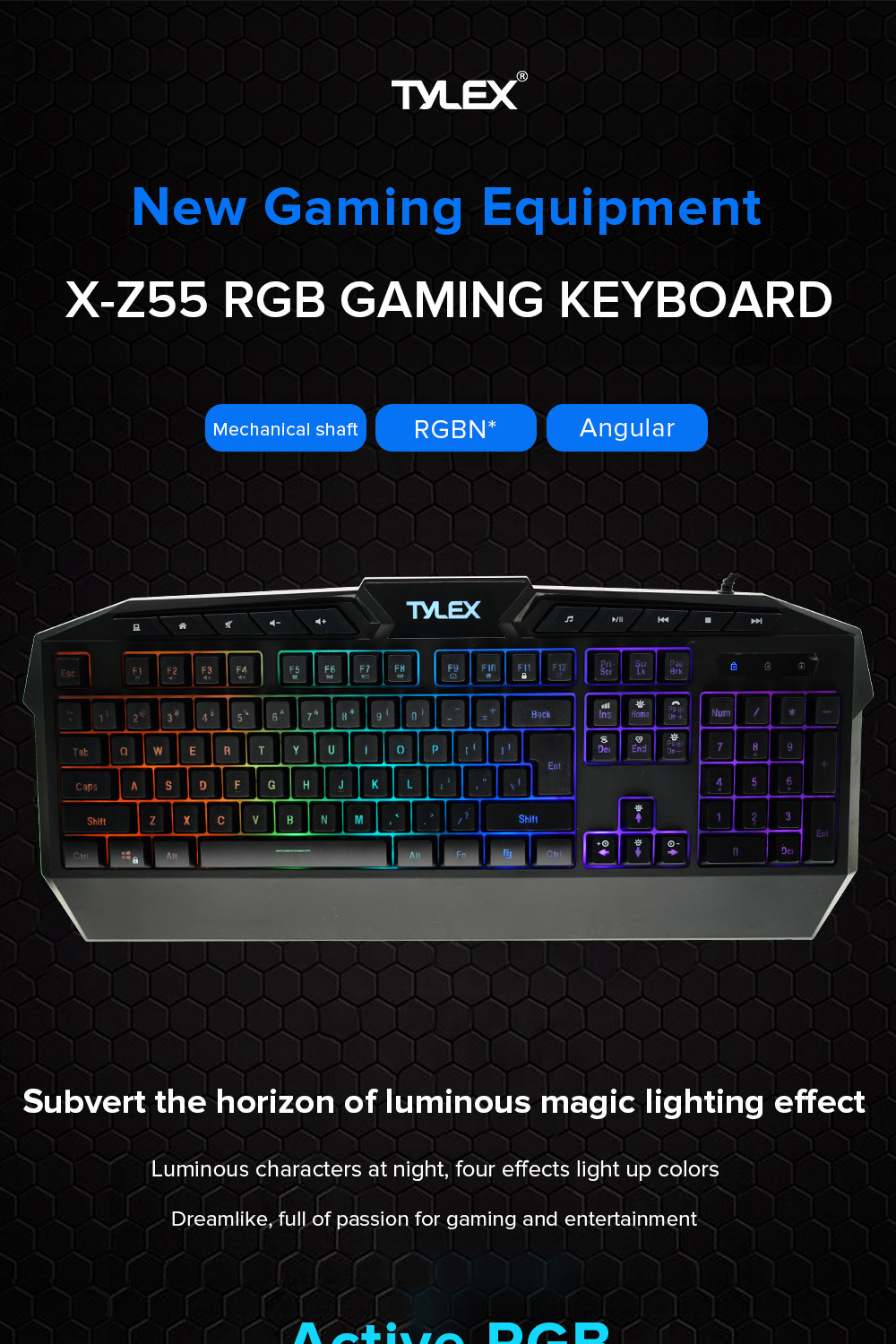 TYLEX X-Z55 Multimedia RGB Gaming Backlit Keyboard | Shopee Philippines