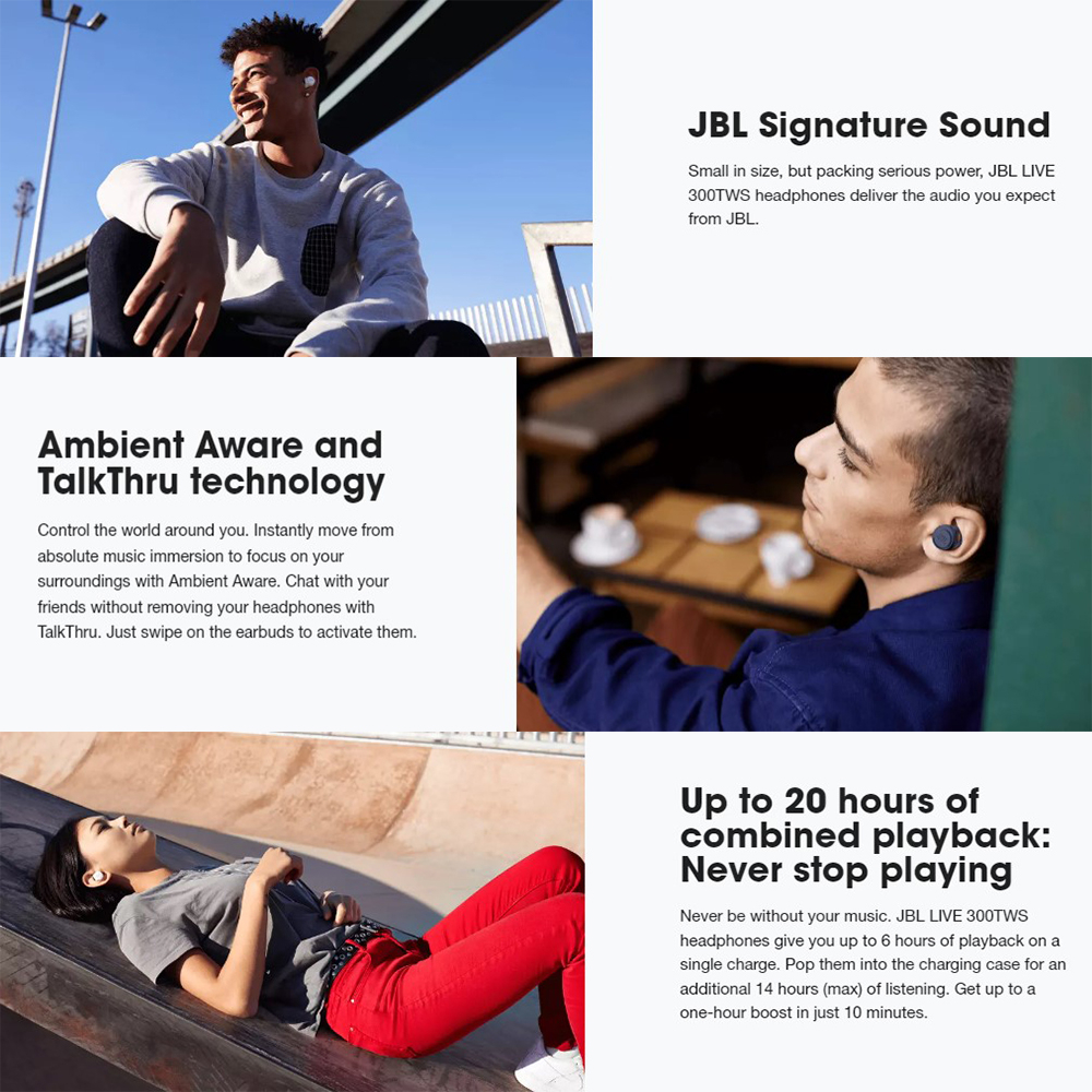 JBL Live 300 TWS True Wireless Bluetooth Earbuds w/ 20 Hr Total ...