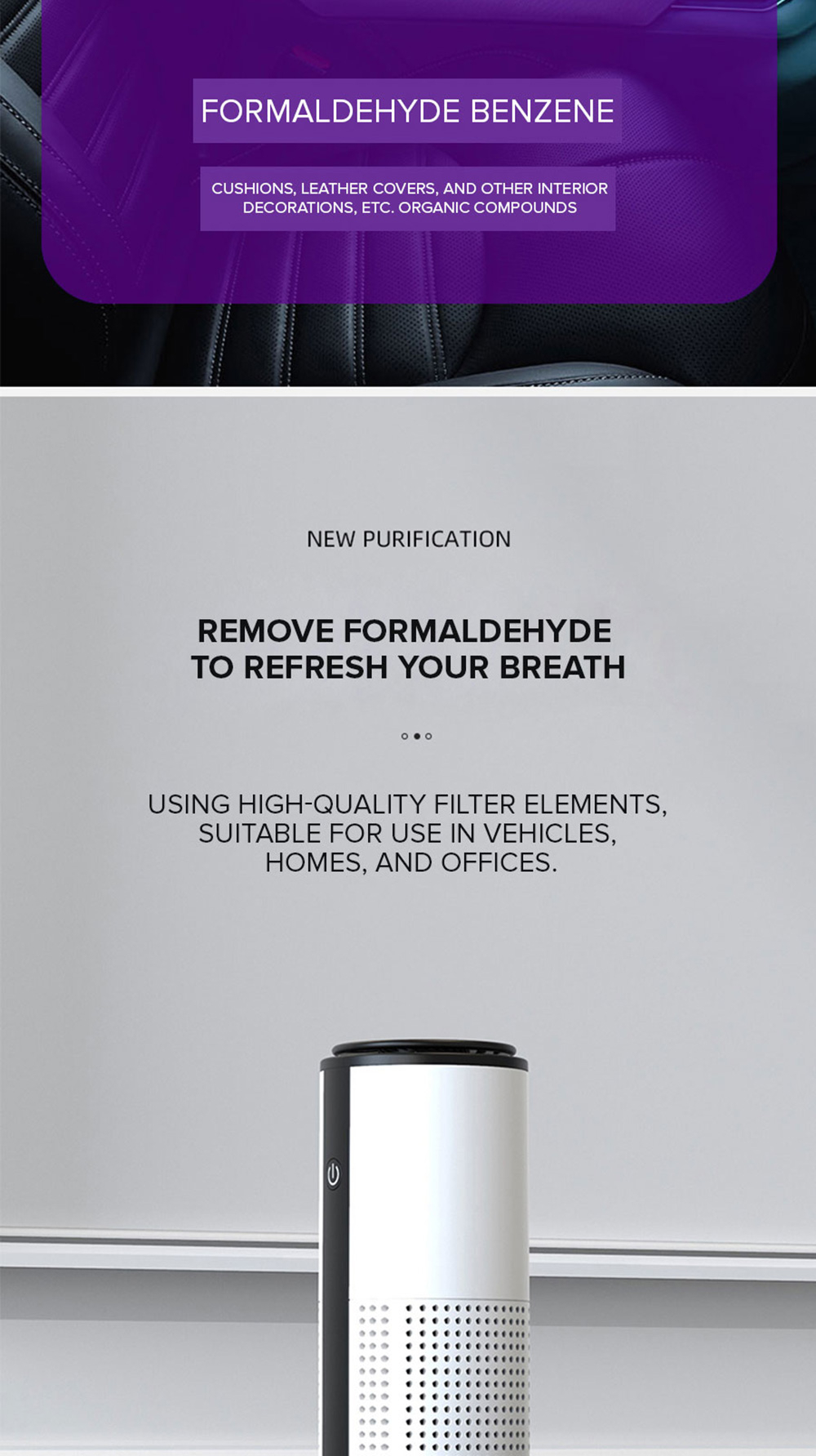 Tylex XF26 Portable Mini Car Air Purifier Effective Air HEPA Filter ...