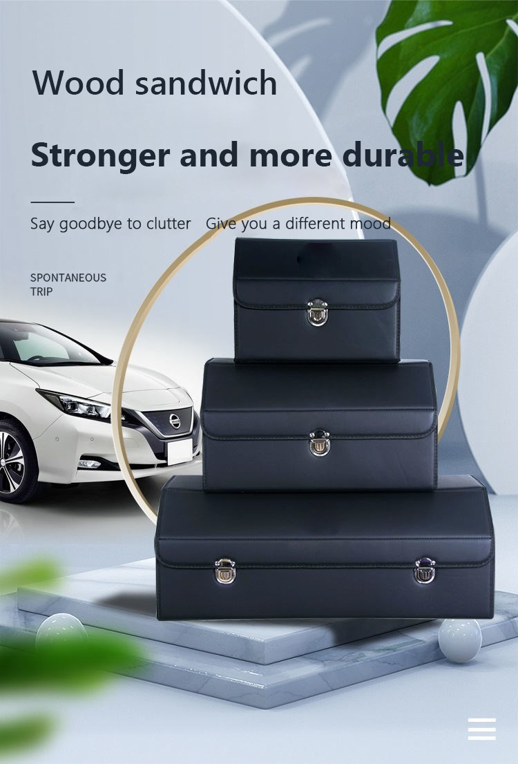 GARAGE BOY Car Trunk Storage Box, High-Grade Leather Material, Foldable ...