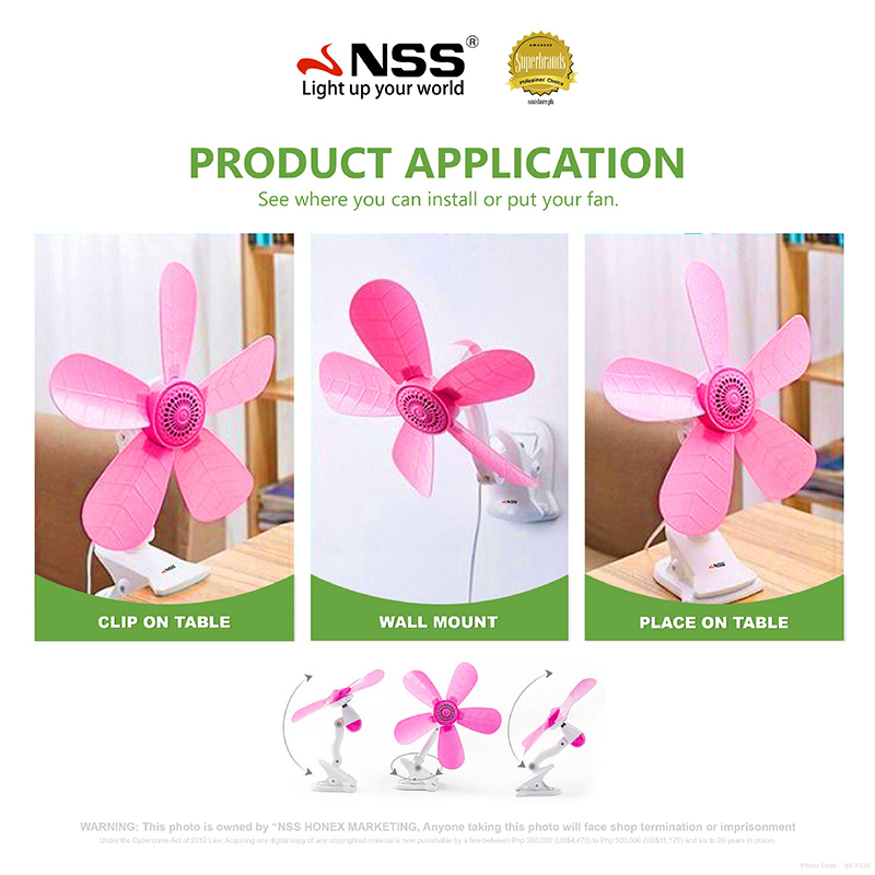 NSS Electric Fan Portable Clip Fan 3 blends Rechargeable Fan Desk Fan ...