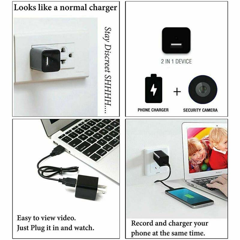 MERLIN Hidden Camera Spy camera Mini Camera Wall Charger CCTV Camera ...