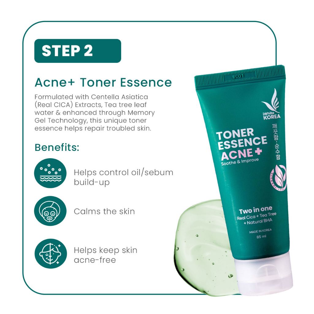 iWhite Korea Acne+ Skincare Line Bundle 3-Step Routine for Acne-Prone ...
