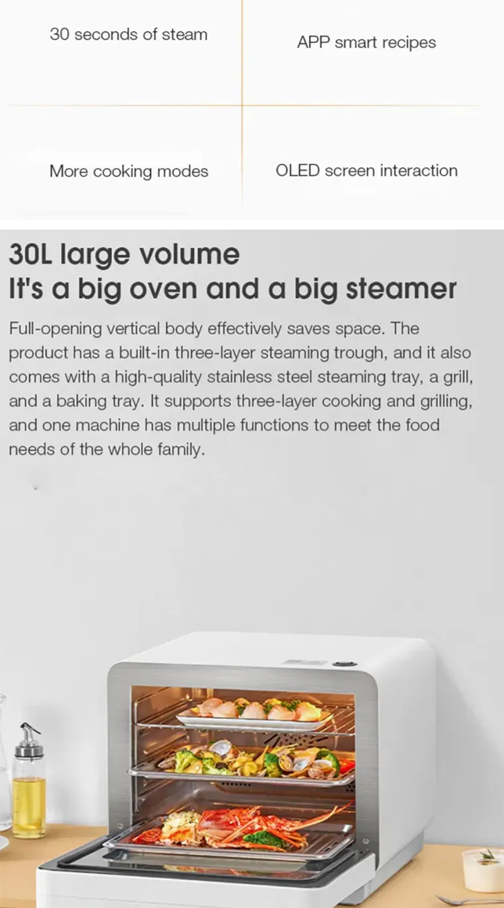 Xiaomi Mijia Smart Steaming Oven 220V 1450W 30L Dual Remote Control ...