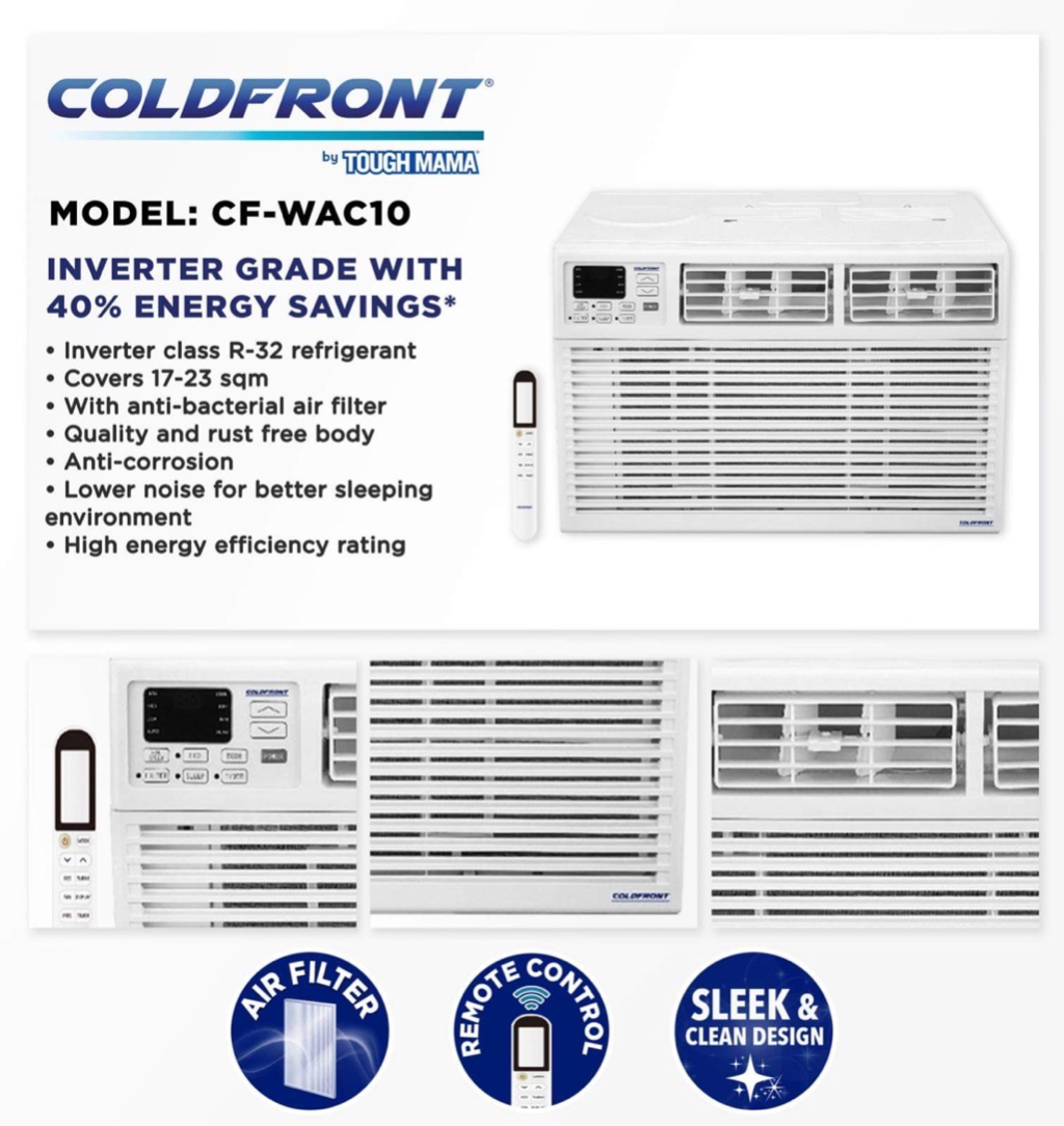 Coldfront by Tough Mama CF-WAC10 Inverter Grade 1HP Window Type Aircon ...