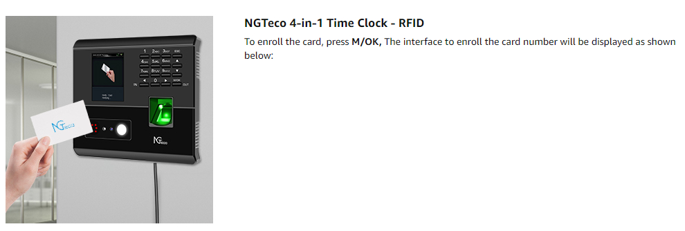 NGTeco Attendance MB1 Time Machine Face+Fingerprint+ID Card+PIN Time ...