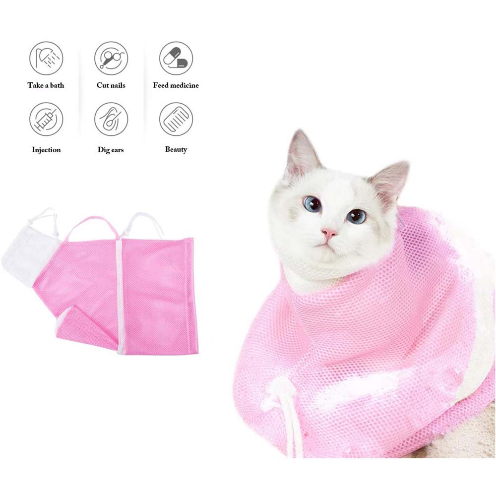 Cat Grooming Bath Bag Mesh Pet Nail Care Net Anti Bite Scratch For Cat ...