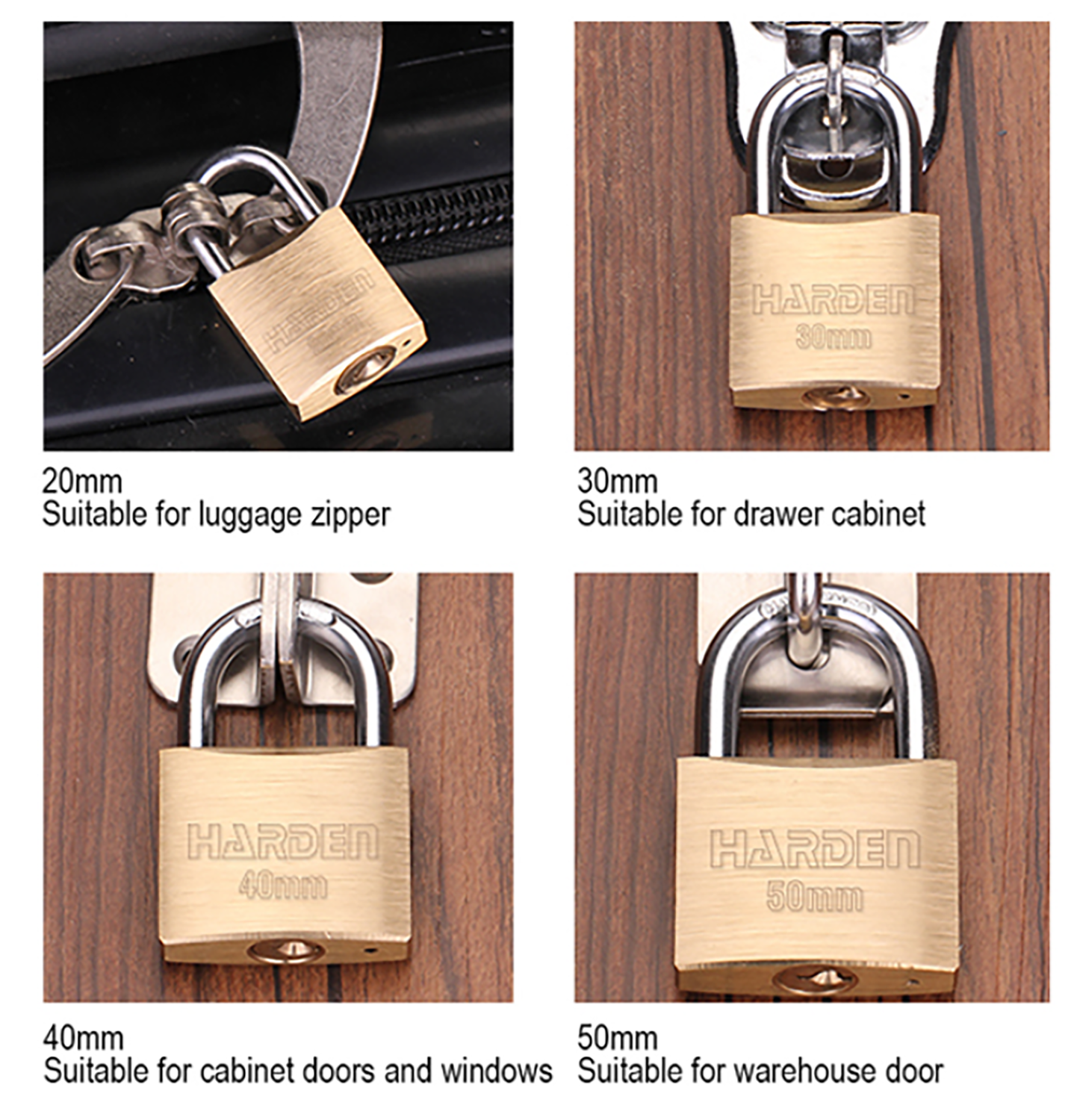 Harden 20mm - 50mm Brass Padlock Heavy Duty Lock | Shopee Philippines