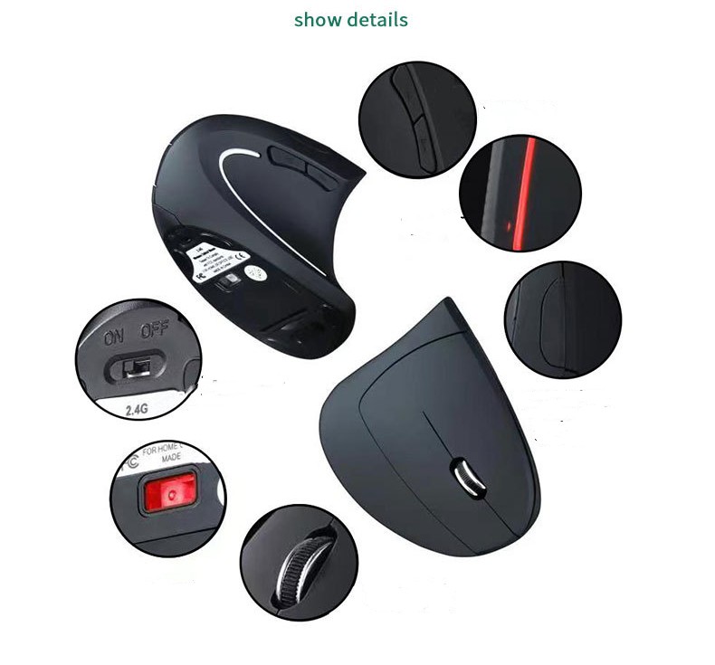 2.4Ghz Wireless Computer Mouse Ergonomic Vertical Mouse Rechargeable ...