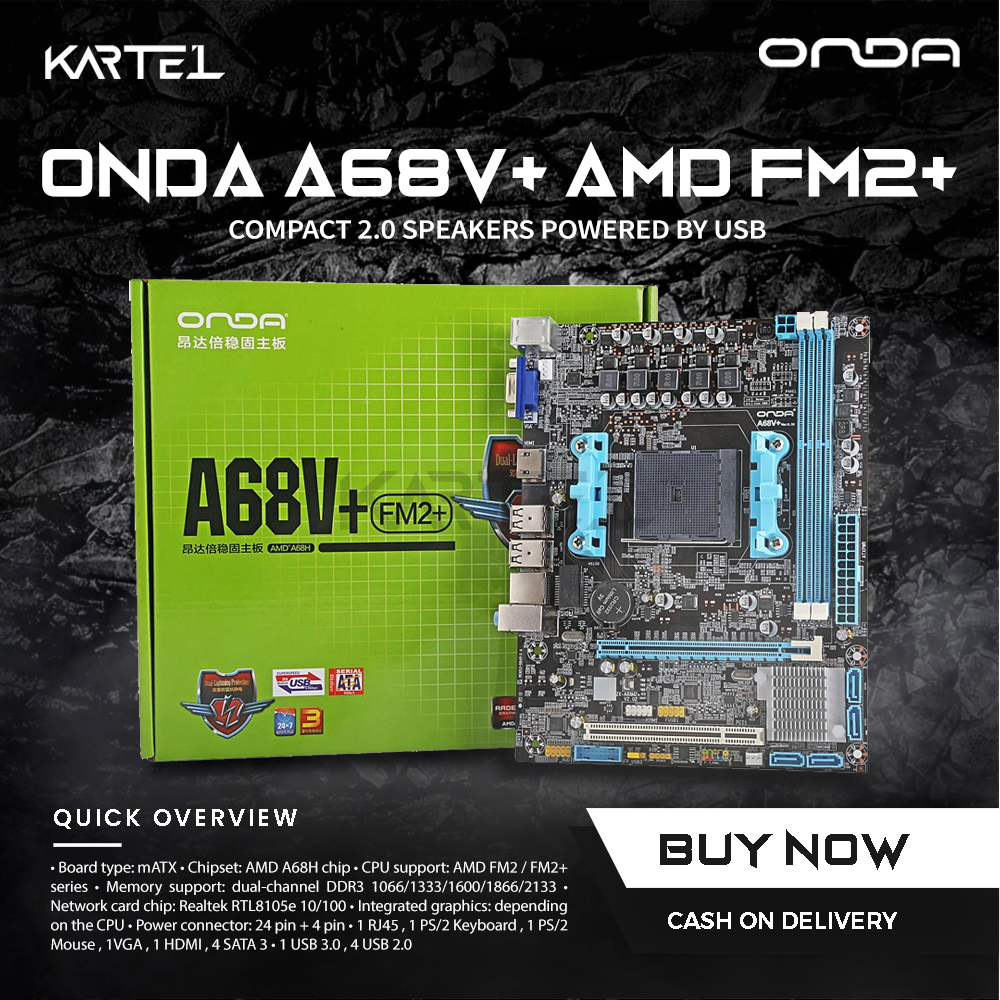 ONDA A68V+ AMD FM2+ MOTHERBOARD DESKTOP COMPUTER CPU A6 A8 A10 | Shopee Philippines